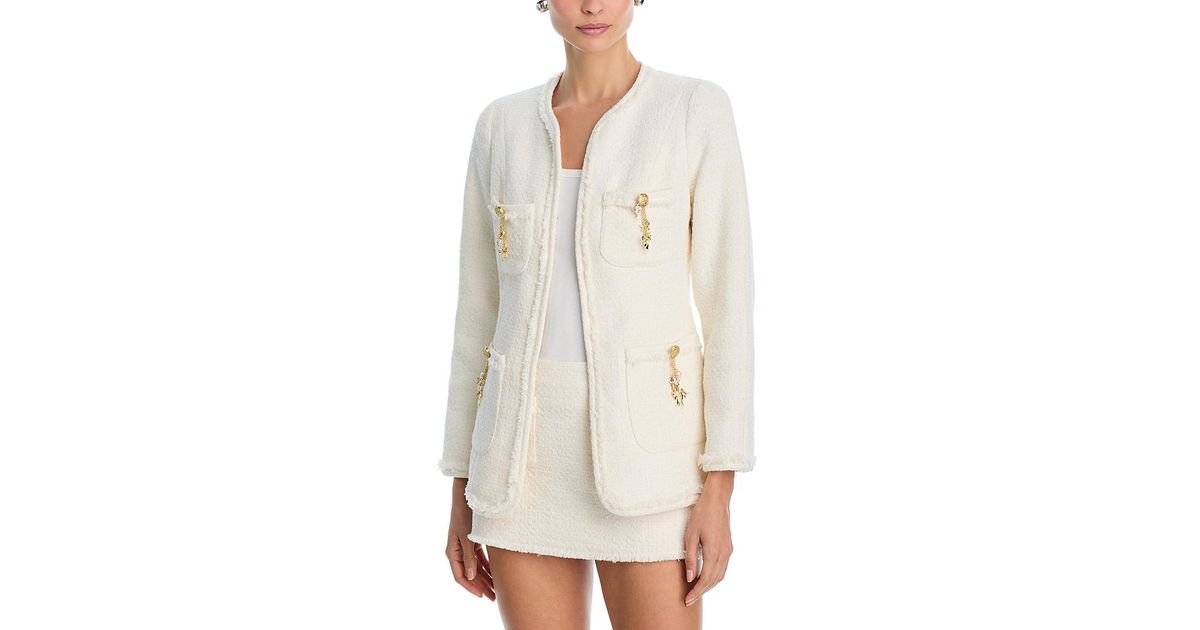 LoveShackFancy Adrina Frayed Edge Jacket in White | Lyst UK