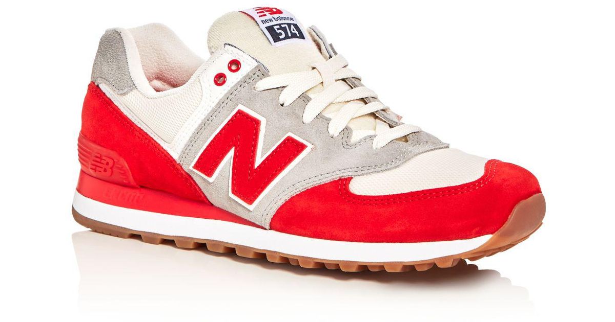 New Balance Men's 574 Retro Lace Up Sneakers in Red for Men - Lyst