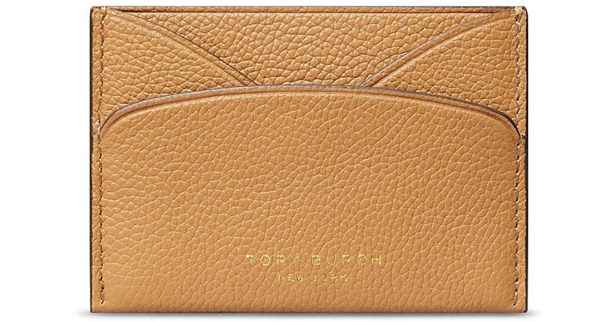 Tory Burch Romy Leather Flat Card Case in Natural | Lyst