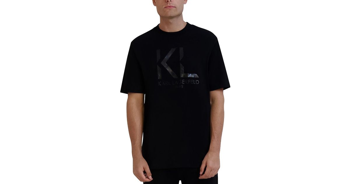 Karl Lagerfeld Karl Lagerfeld Paris Label Shiny Logo Tee in Black for ...