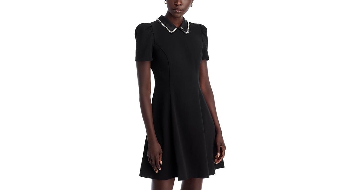 Karl Lagerfeld Satin Collar Mini Dress in Black | Lyst UK
