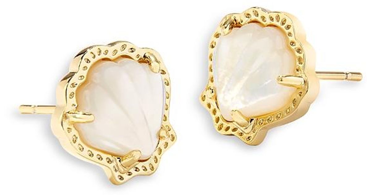 Kendra Scott Brynne Stone Shell Stud Earrings in White | Lyst