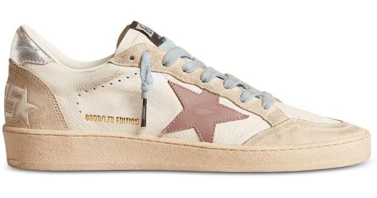 Golden Goose Ballstar Almond Toe Star Patch Sneakers in Natural | Lyst