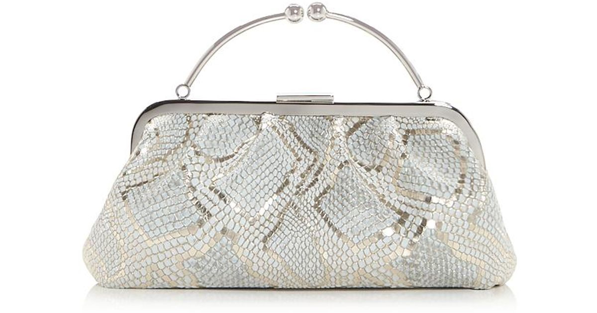 Strathberry Frame Snake Embossed Leather Clutch in Metallic | Lyst