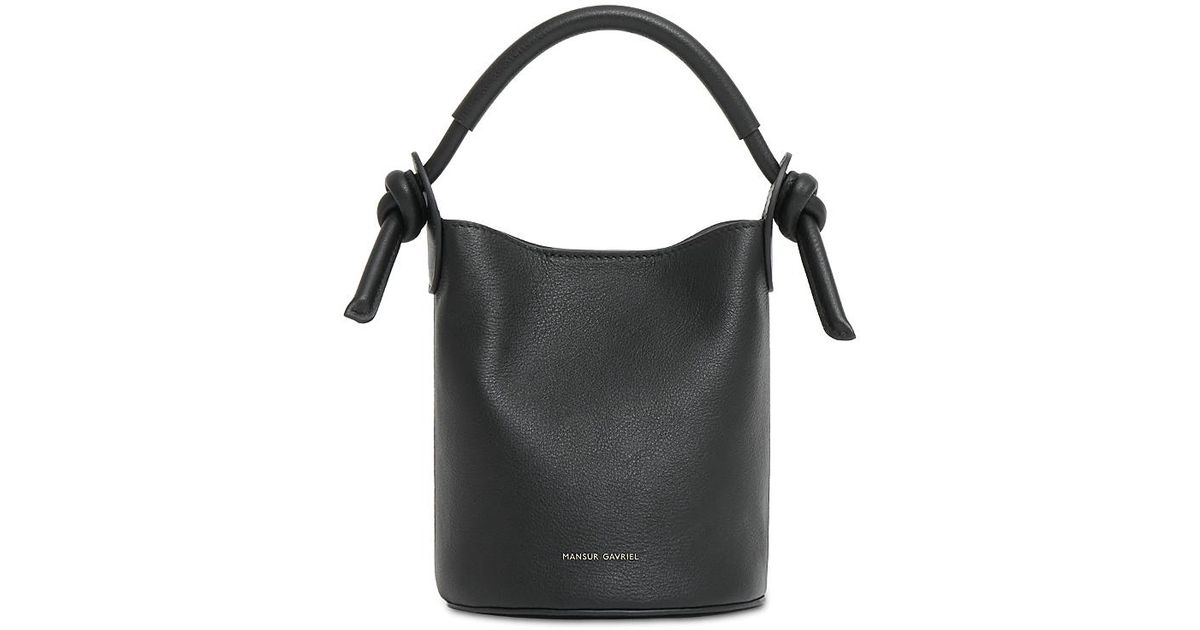 Mansur Gavriel Fortuna Mini Leather Bucket Bag in Black | Lyst