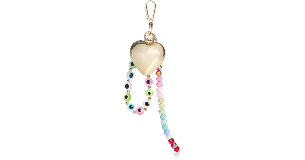 Aqua Beaded Bag Charm in White | Lyst