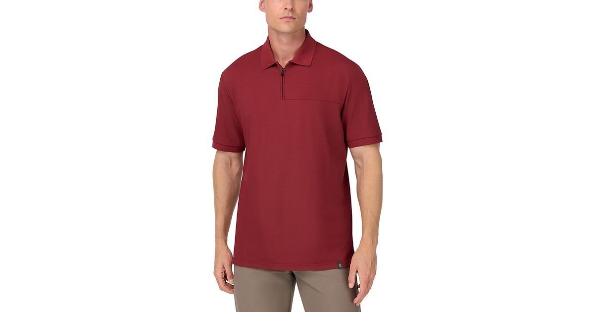 BOGGI Cool Jade Half Zip Polo Shirt in Red for Men | Lyst UK