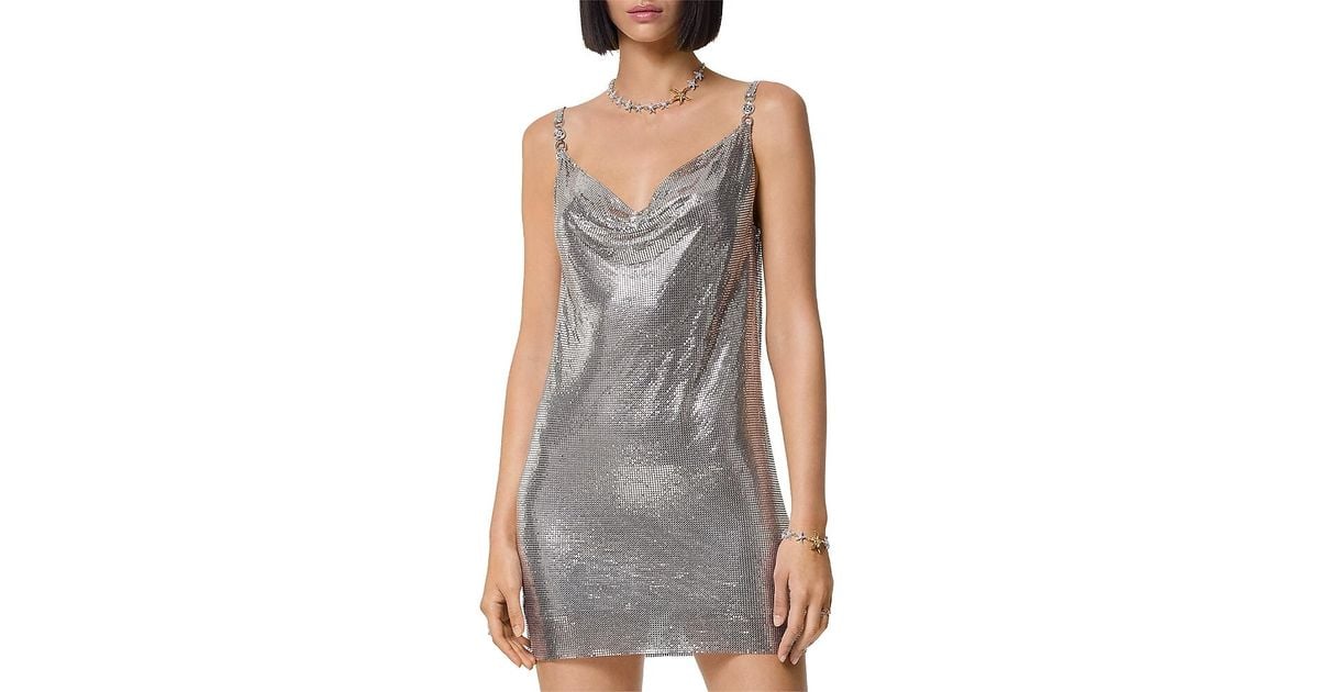 Versace Aluminum Metal Mesh Mini Dress in Gray | Lyst