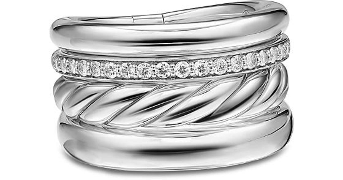 David Yurman Dy Mercer Four Row Ring in White | Lyst