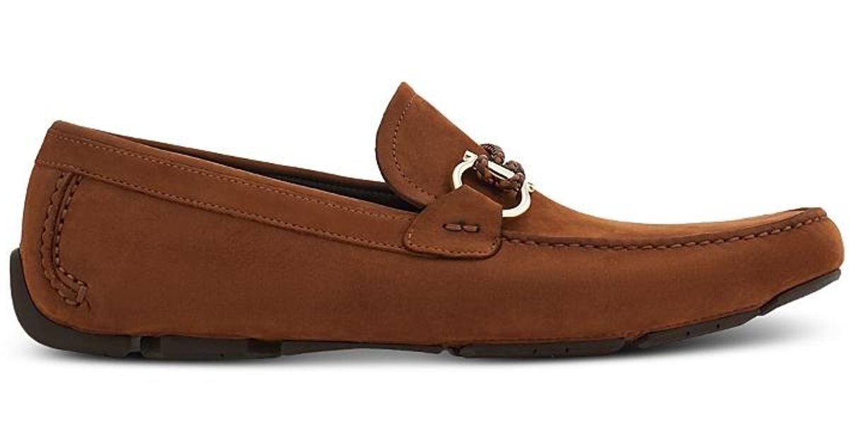 Ferragamo Driver Loafer With Gancini Ornament in Brown for Men | Lyst