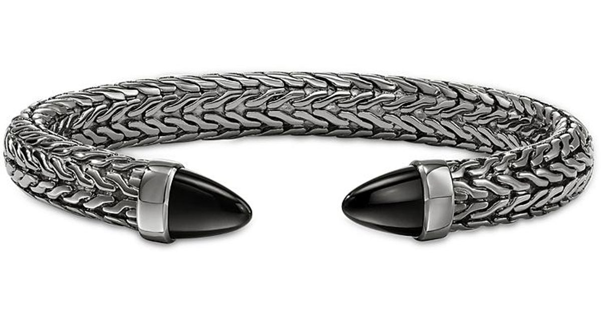 John Hardy Sterling Spear Onyx Cuff Bracelet in Black | Lyst