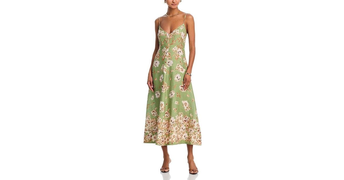 Cara Cara Mae Linen Midi Dress in Green | Lyst