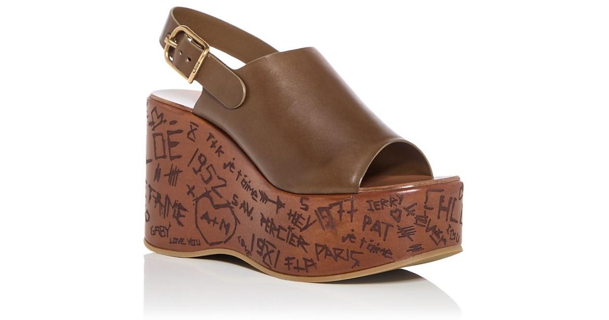 Chloé Maxime Platform Wedge Sandals in Brown | Lyst UK