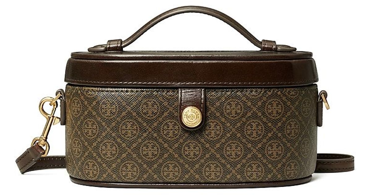 Tory Burch T Monogram Coated Canvas Vanity Case in Brown | Lyst