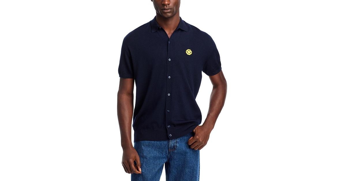 Joshua Sanders Pixel Short Sleeve Polo Sweater in Blue for Men | Lyst