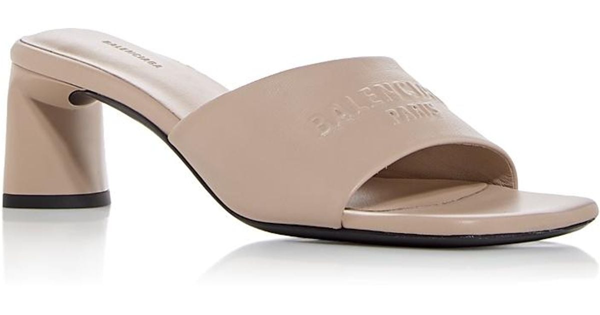 Balenciaga Logo High Heel Slide Sandals | Lyst