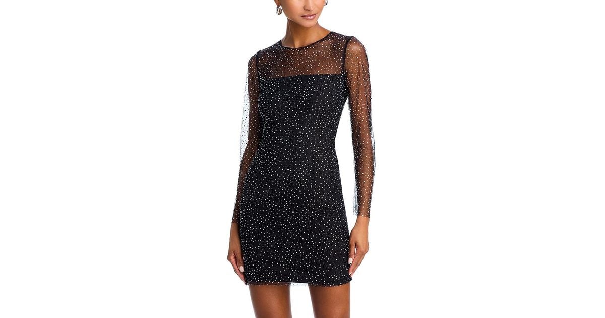Aqua X Wicked Embellished Mesh Mini Dress in Black | Lyst