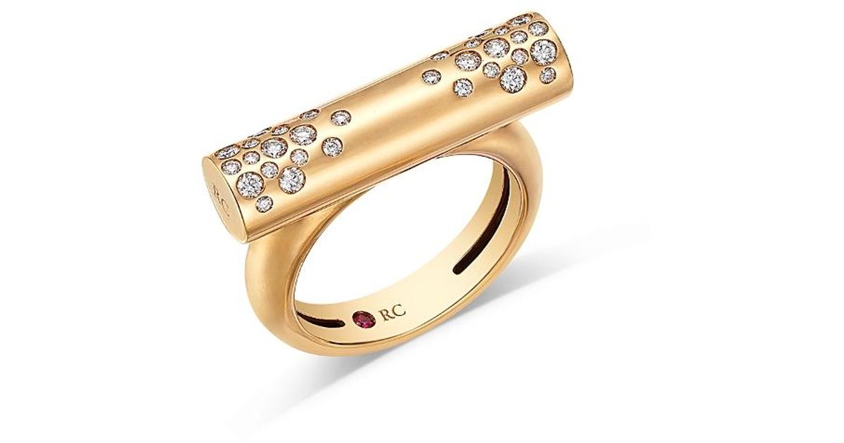 Roberto Coin 18K Domino Diamond Cylindrical Bar Ring in Metallic | Lyst