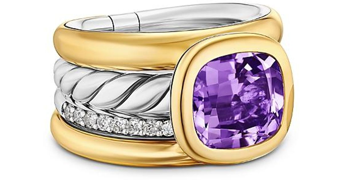 David Yurman Dy Mercer Four Row Stone Ring in White | Lyst