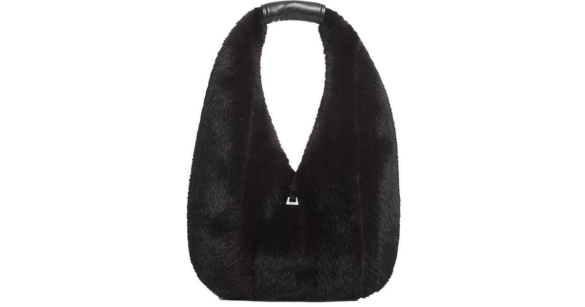 Apparis Colette Shaved Faux Mink Bag in Black | Lyst