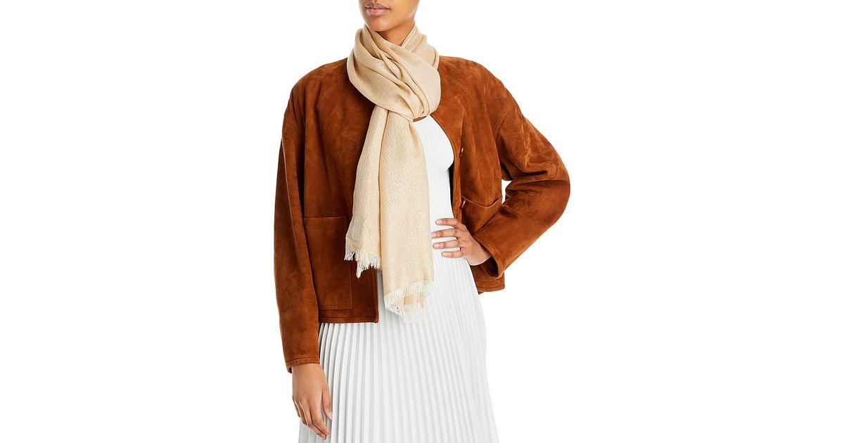 V. Fraas Fraas Solid Metallic Scarf in Brown | Lyst