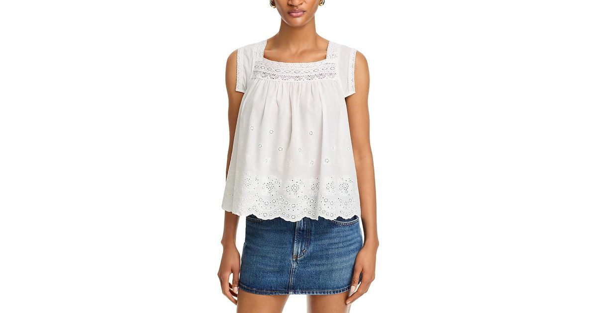 Wayf Claudia Eyelet Top in White | Lyst
