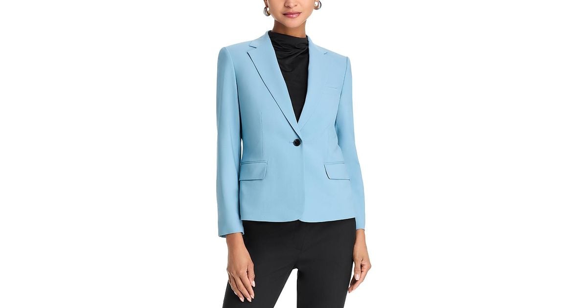 Theory One Button Slim Jacket in Blue | Lyst