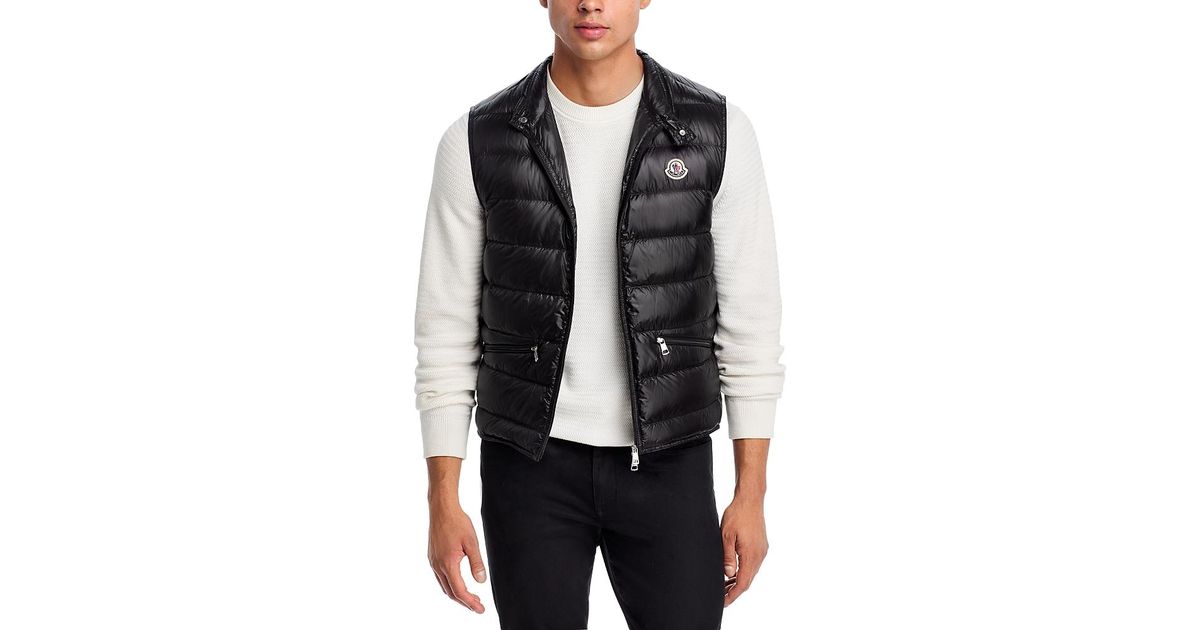 Moncler Gui Zip Front Vest in Black for Men | Lyst