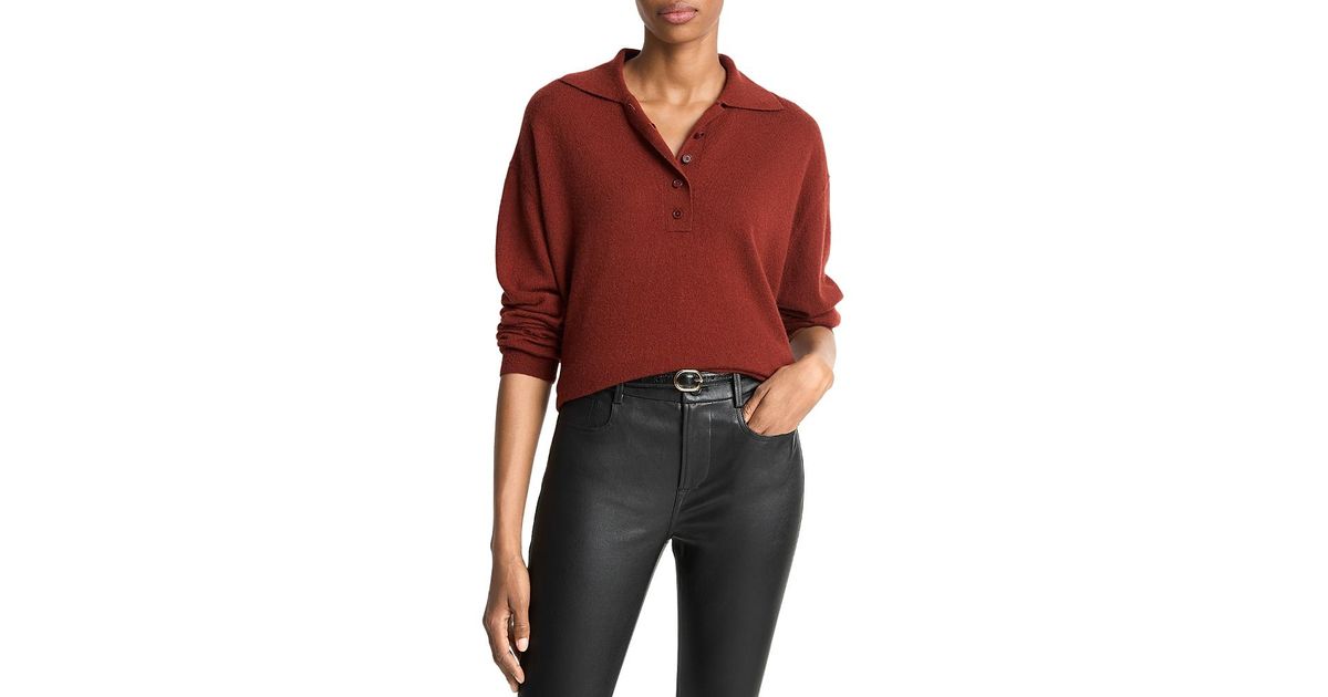 Vince Wide Collar Polo Sweater in Red | Lyst UK