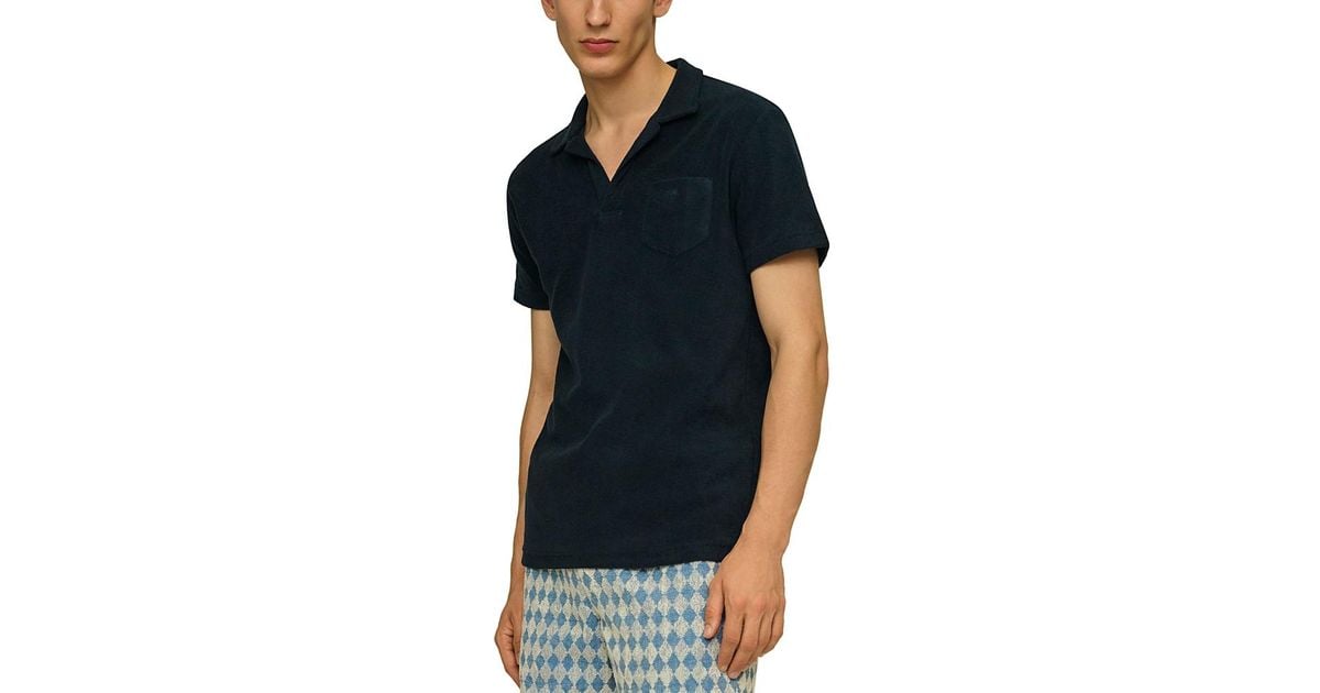 Oas Cotton Terry Regular Fit Pocket Polo Shirt in Black for Men | Lyst