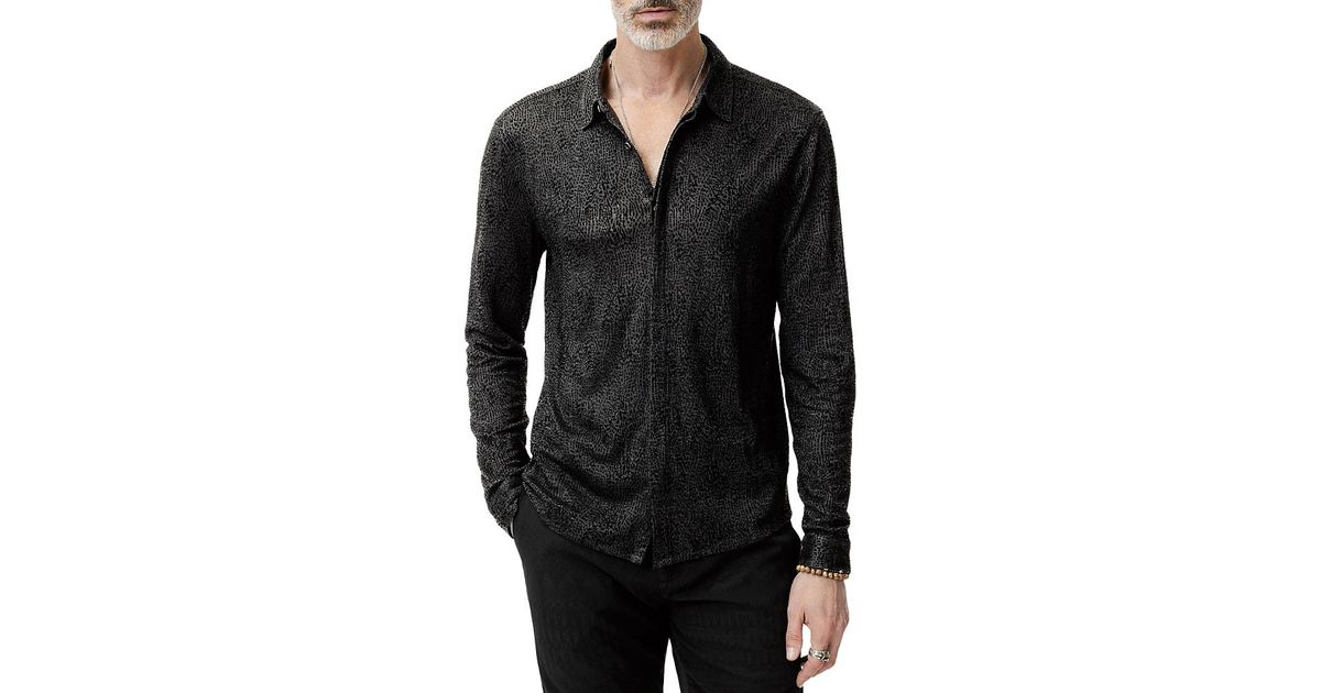 John Varvatos Carrilho Textured Linen Shirt in Black for Men | Lyst