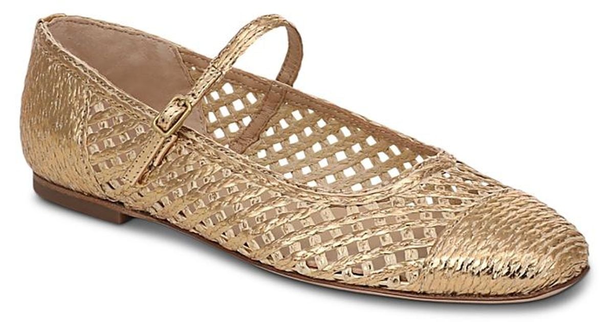 Veronica Beard Ellie Raffia Flats in Natural | Lyst