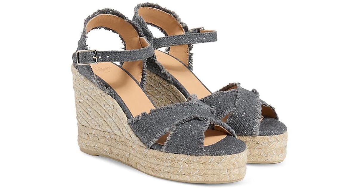Castañer Bromelia Frayed Crossover Strap Espadrille Wedge Platform ...
