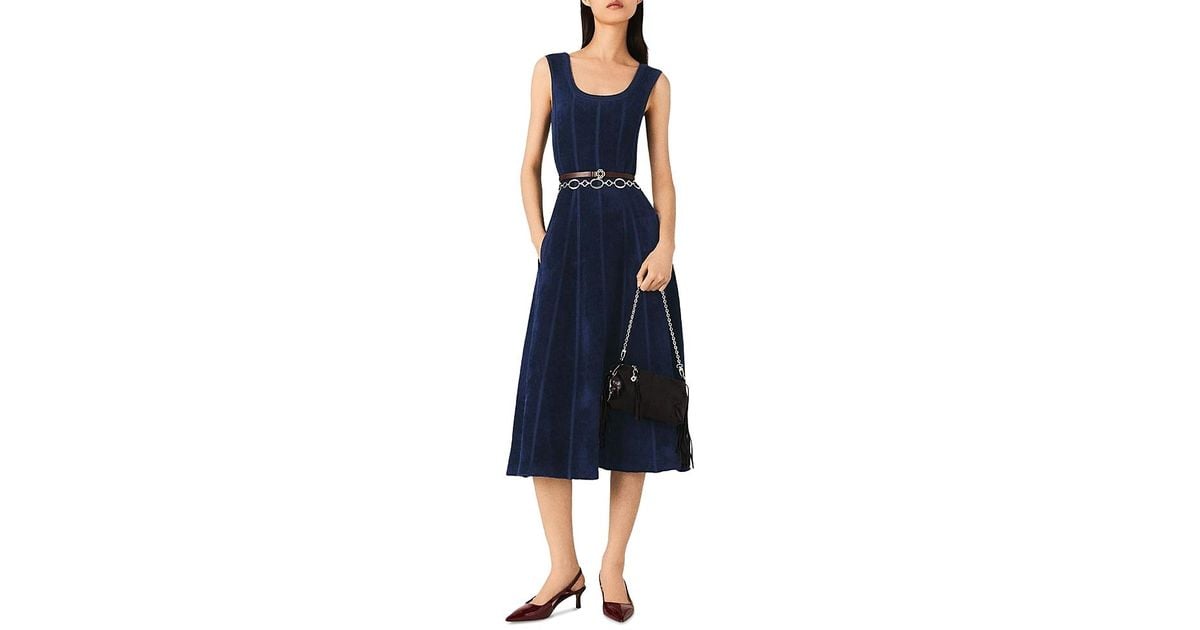 Maje Velvet Dress in Blue | Lyst UK
