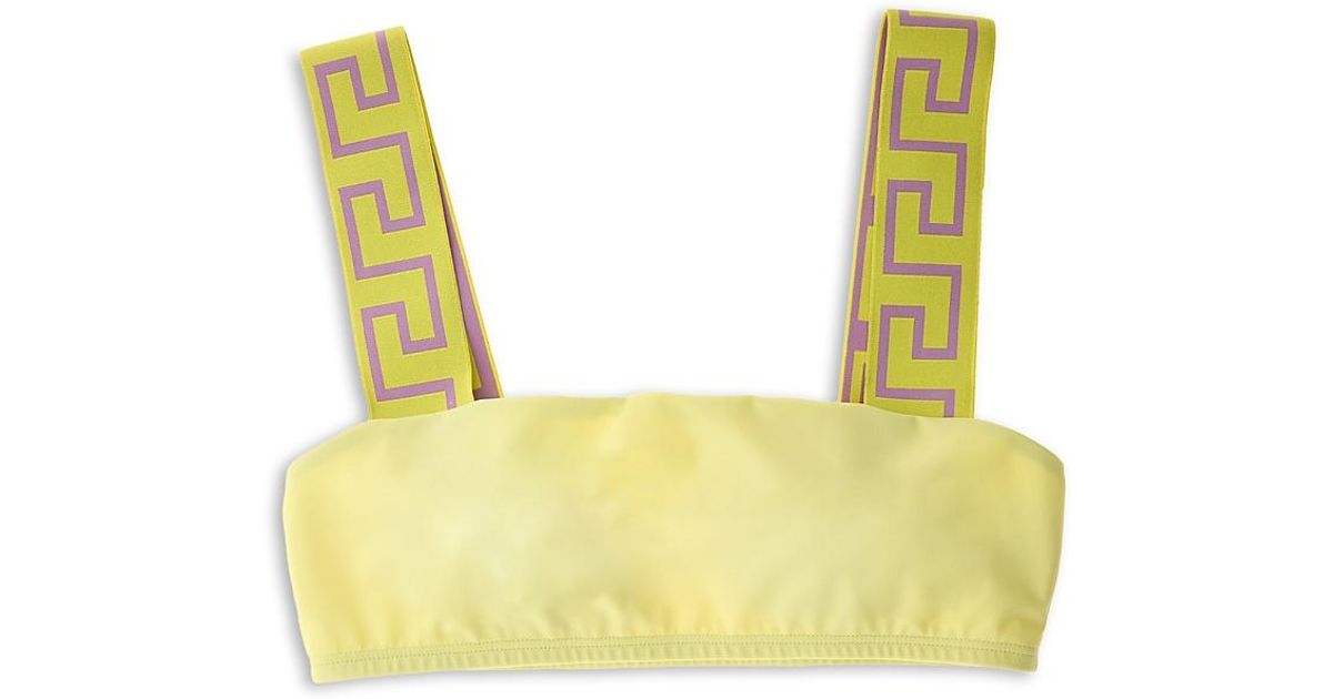 Versace Square Neck Swim Top in Yellow | Lyst UK