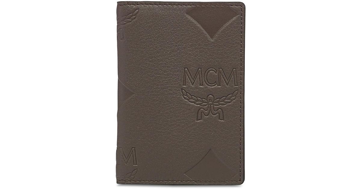 MCM Aren Leather Maxi Monogram Embossed Bifold Card Wallet in Brown for ...