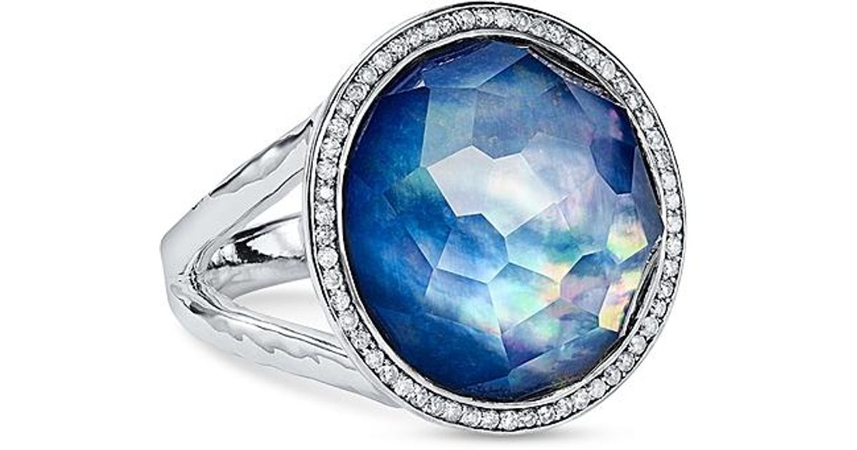 Ippolita Sterling 925 Lollipop Lapis Triplet & Diamond Halo Ring in ...