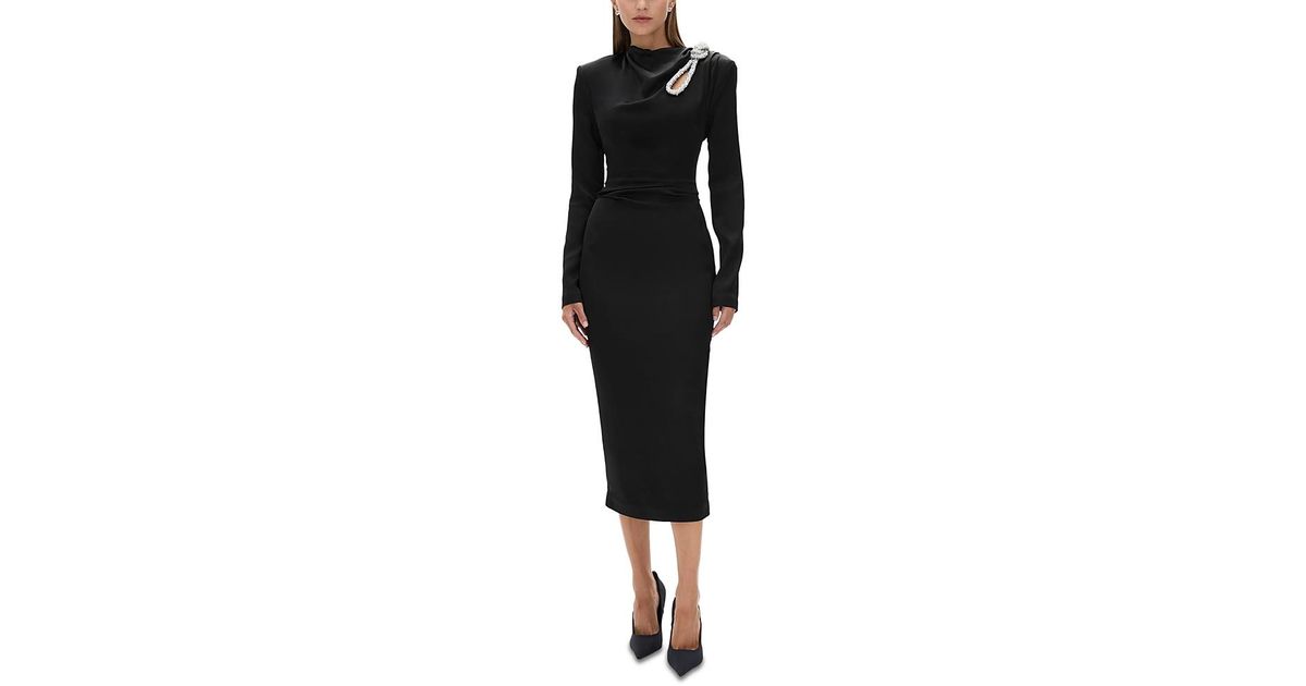 Rachel Gilbert Henrietta Embellished Midi Dress in Black | Lyst