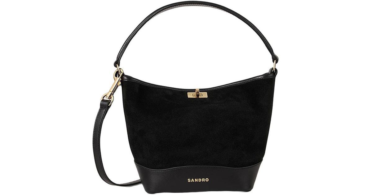 Sandro Mini Tangoso Bucket Bag in Black | Lyst