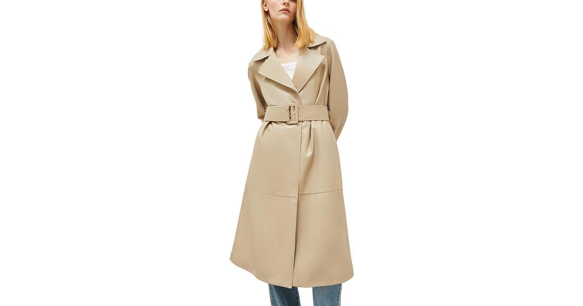 Marella Baltico Leather Trench Coat in Natural | Lyst