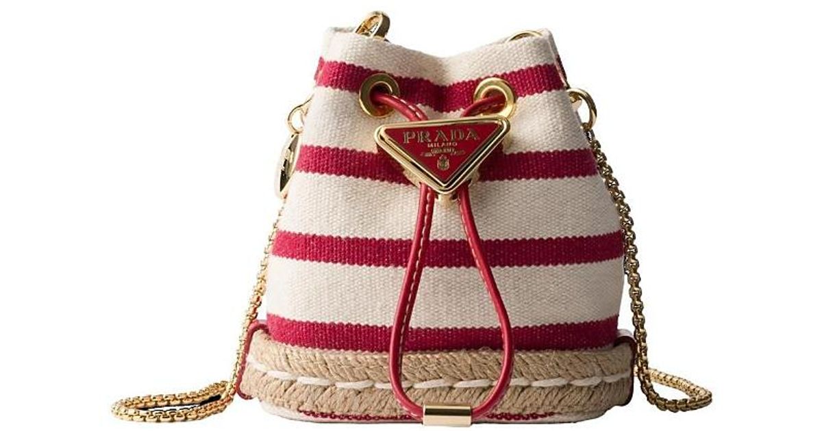 Prada Striped Fabric Mini-Pouch in Pink | Lyst