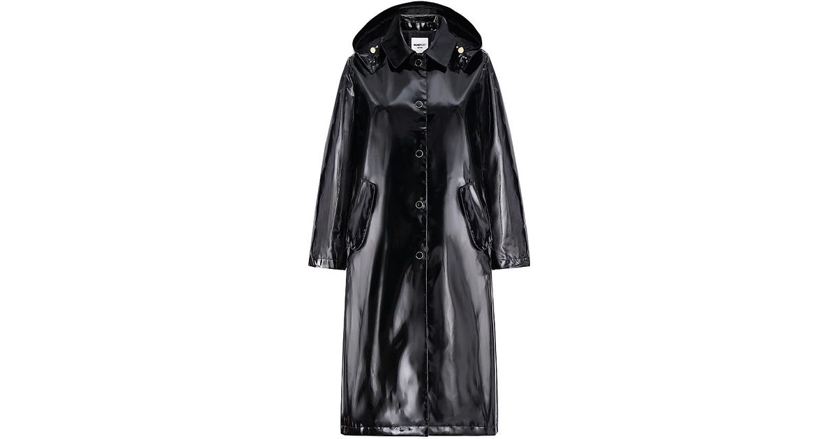 Jane Post Iconic Mid Length Rain Slicker Coat in Black | Lyst UK