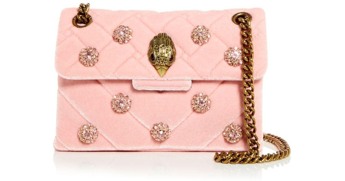Kurt Geiger Mini Kensington Embellished Velvet Shoulder Bag In Light Pastel Pink Lyst Canada