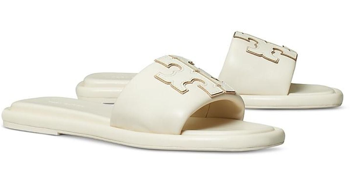 Tory Burch Double T Sport Slide Sandals in White | Lyst