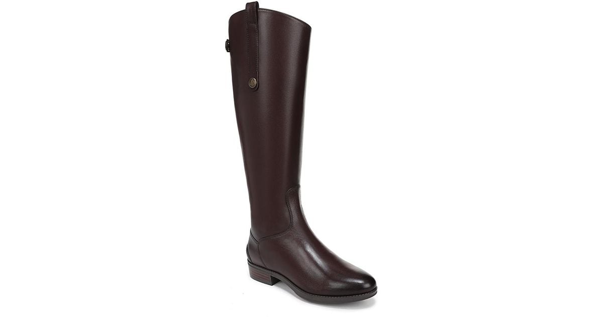 Sam Edelman Penny Round Toe Leather Low-Heel Riding Boots in Brown ...
