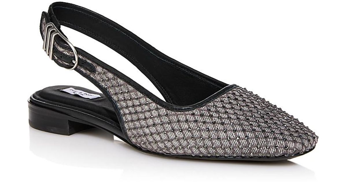 Rag & Bone Astra Square Toe Diamante Slingback Flats in Black | Lyst