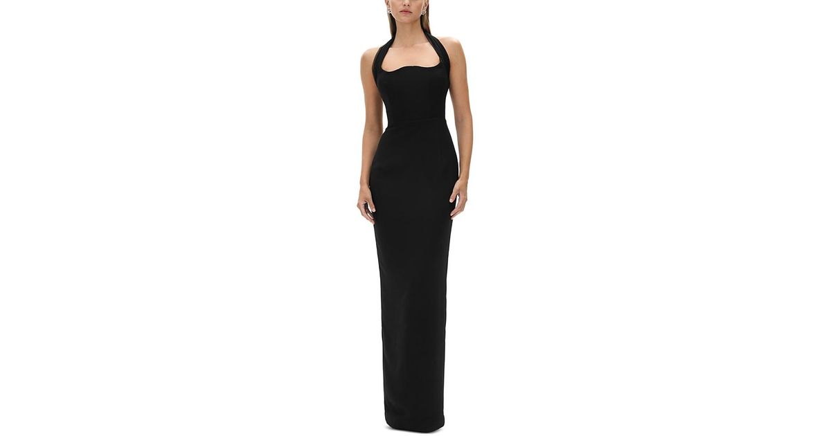 Rachel Gilbert Maria Halter Gown in Black | Lyst