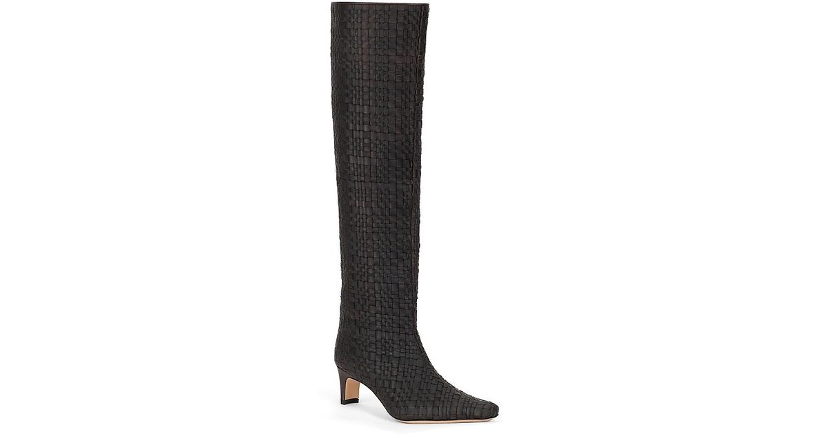 STAUD Woven Wally Boots in Black | Lyst