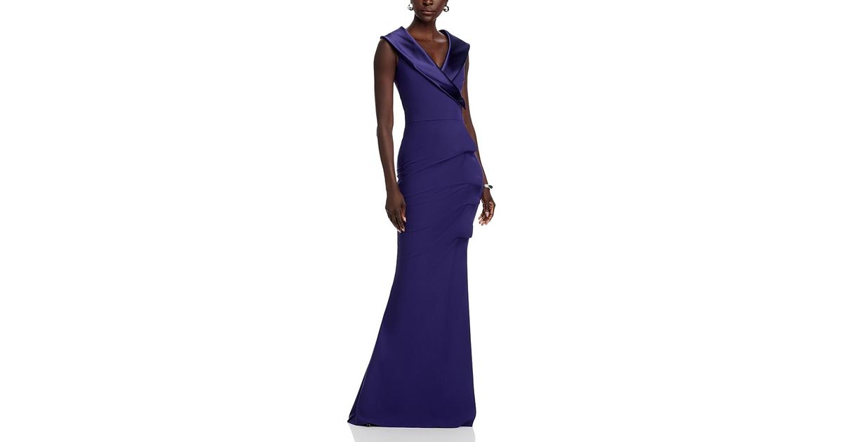 La Petite Robe Di Chiara Boni Satin Collar Gown in Purple | Lyst