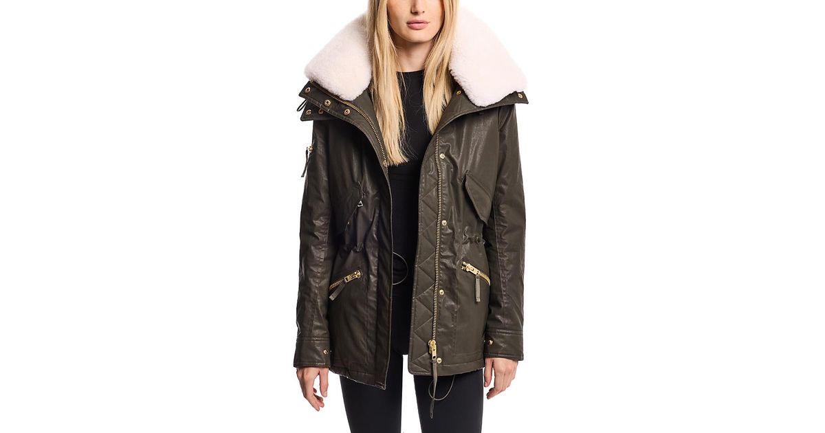 Sam. Devon Shearling Trim Parka in Black | Lyst